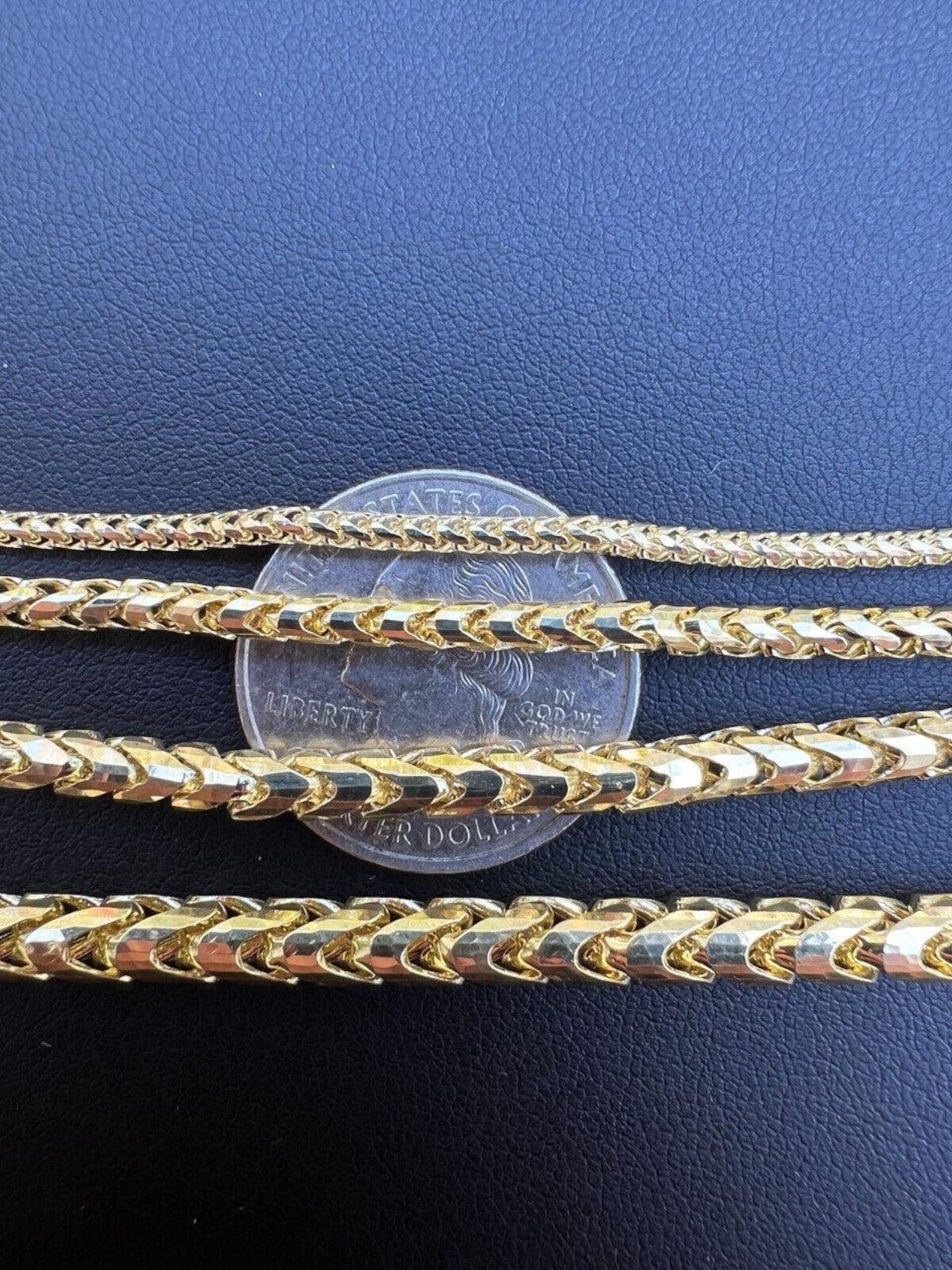 14k Real Solid Yellow Gold Franco Chain or Bracelet 2mm - 3mm Necklace ...