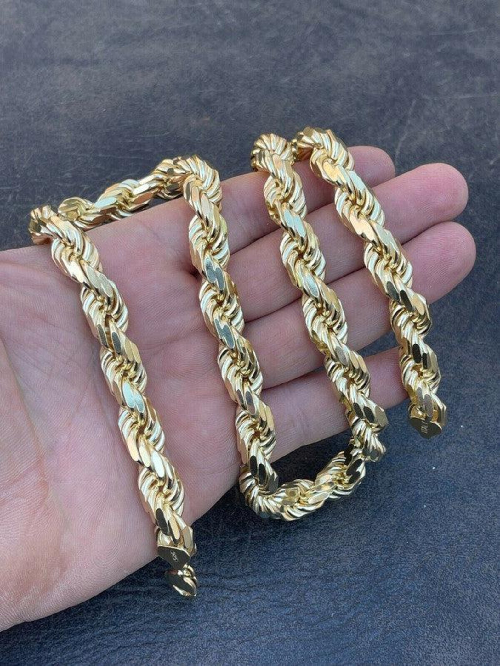 BIG BOSS Rope Chain Necklace - 14k Gold Vermeil 925 Sterling Silver ...