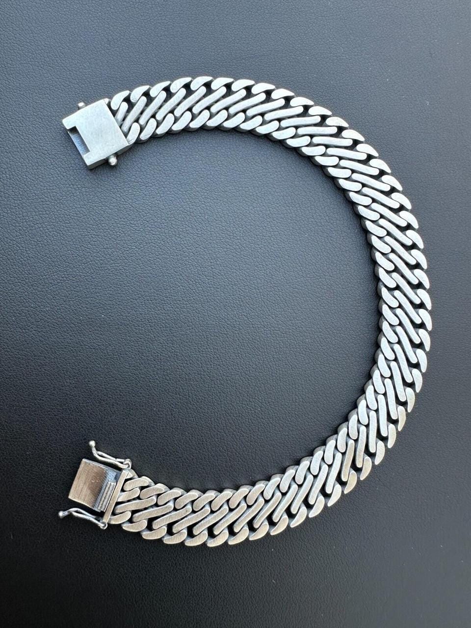 Custom Double Miami Cuban Figure Eight Link Bracelet 12mm Wide Real 925 ...