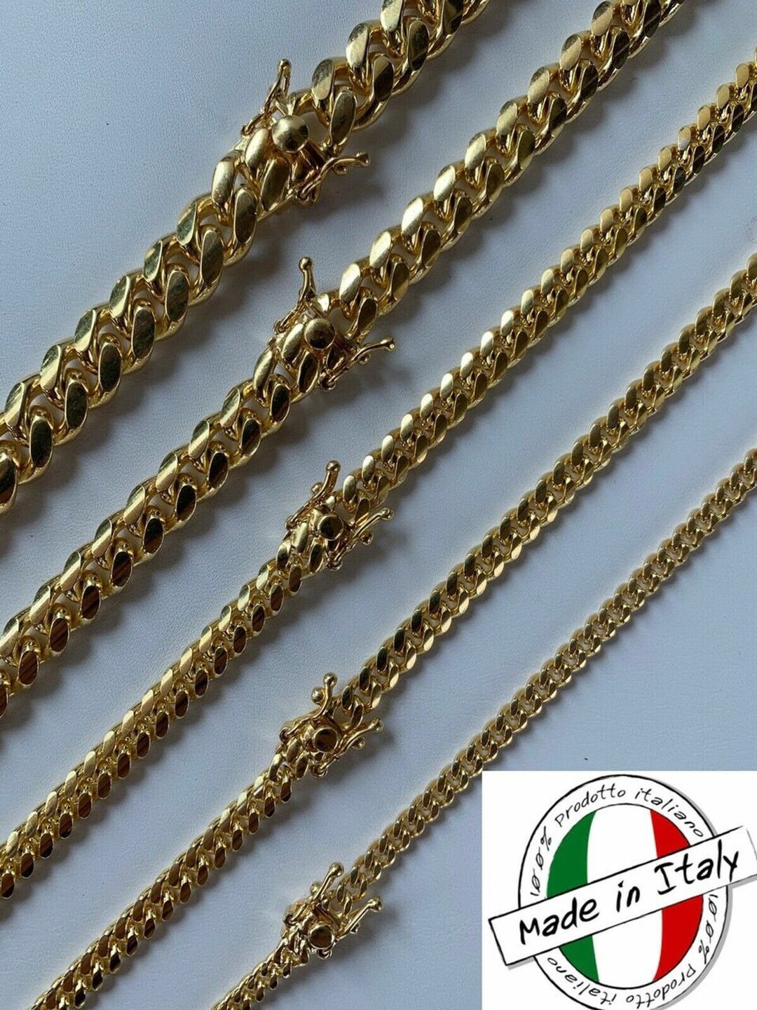 Miami Cuban Link Chain With Box Lock 14k Gold Over Solid 925 Silver ...