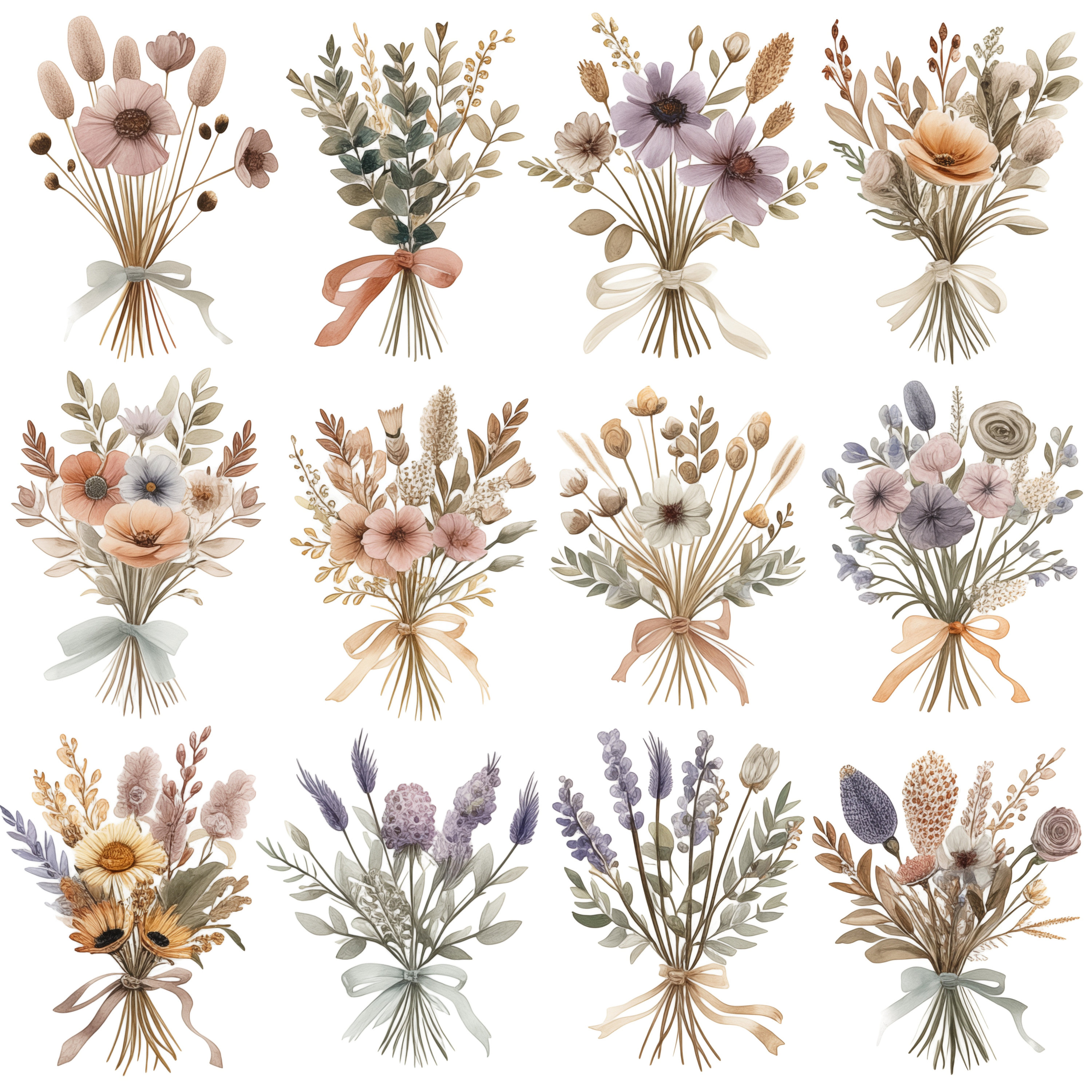 Printable Digital Flower Bouquet Stickers Pack: PNG Files + Goodnote ...