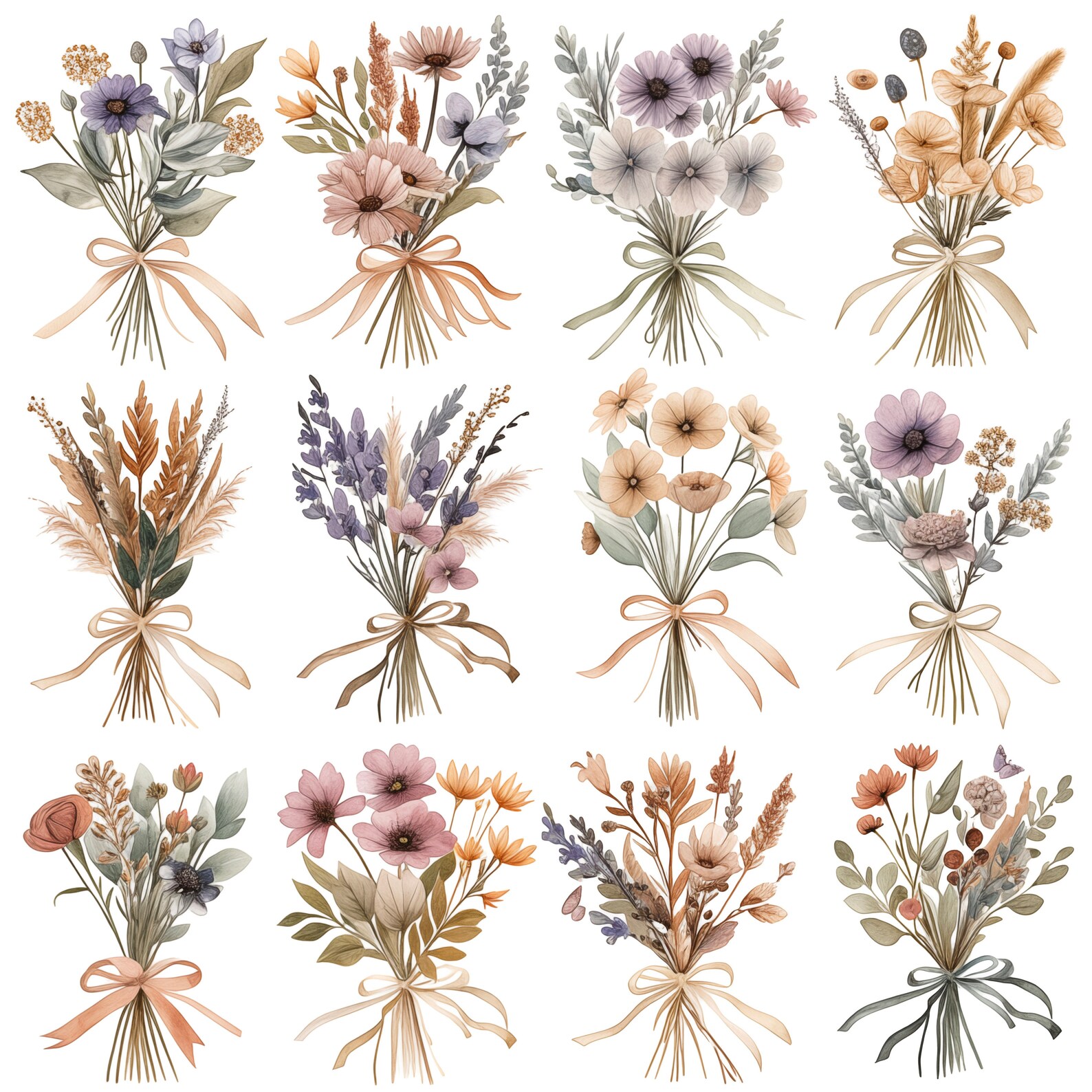 Printable Digital Flower Bouquet Stickers Pack: PNG Files + Goodnote ...