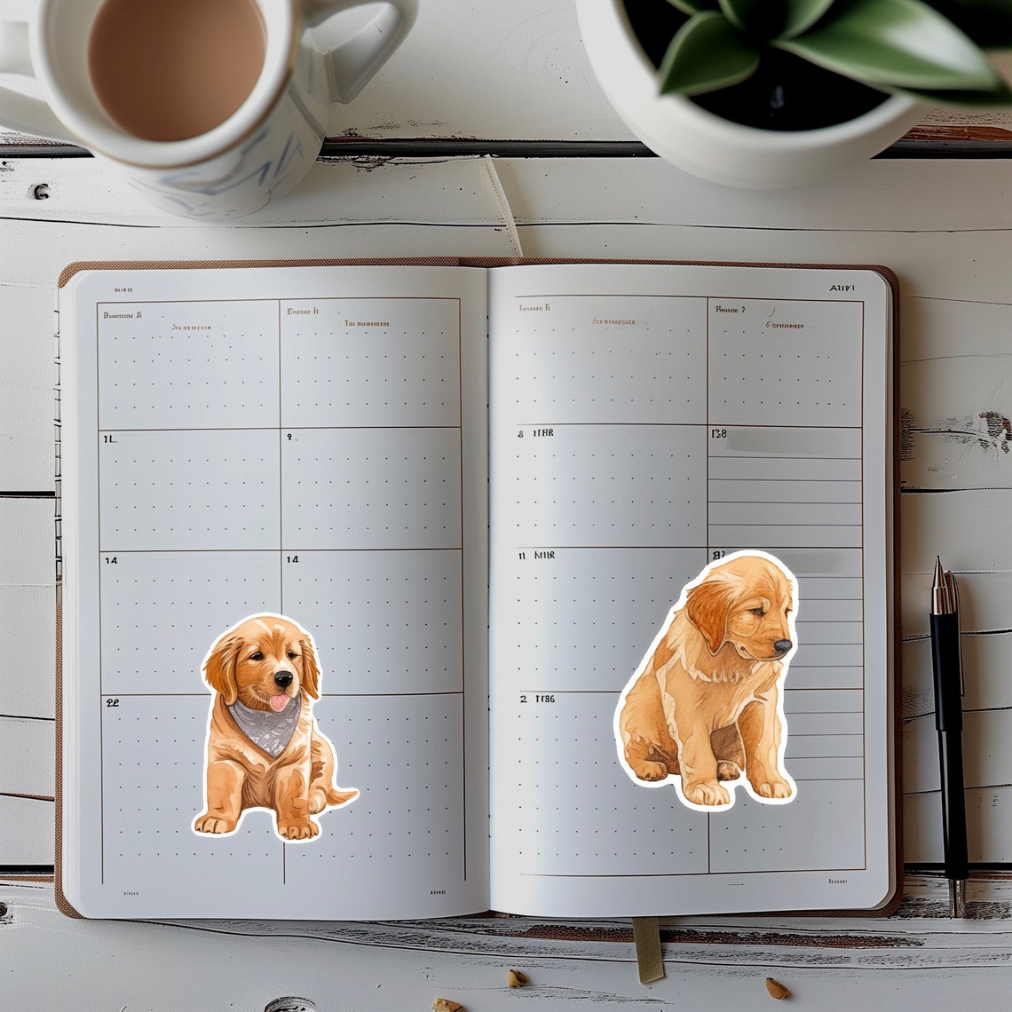Printable Digital Cute Golden Retriever Puppy Decor Stickers Pack: PNG ...