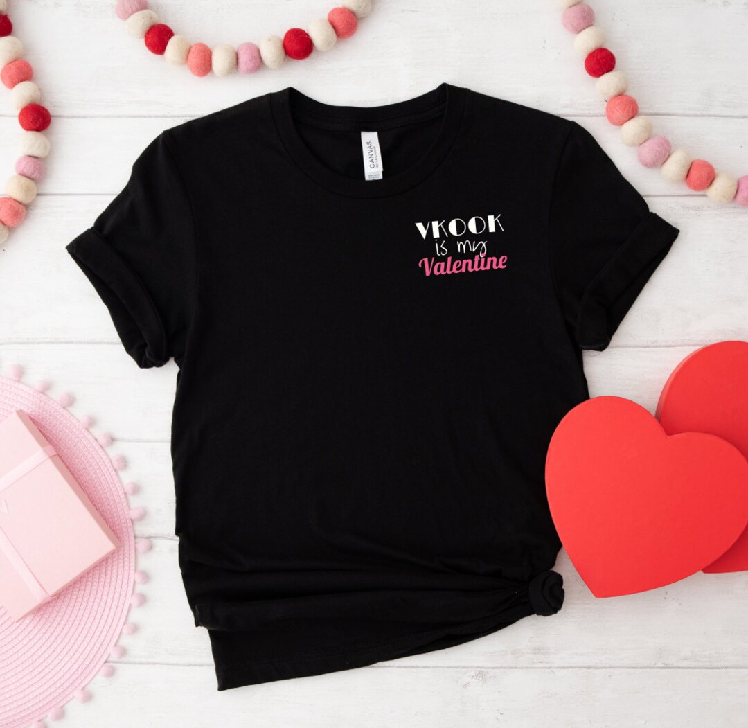 BTS VKOOK is My Valentine in TINY Over the Heart Short Sleeve T-shirt ...