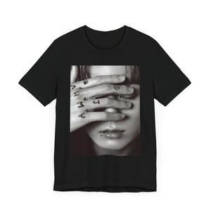 BTS Jungkook JK Tattoo Hand Close up Image on Short Sleeve T-shirt Army ...