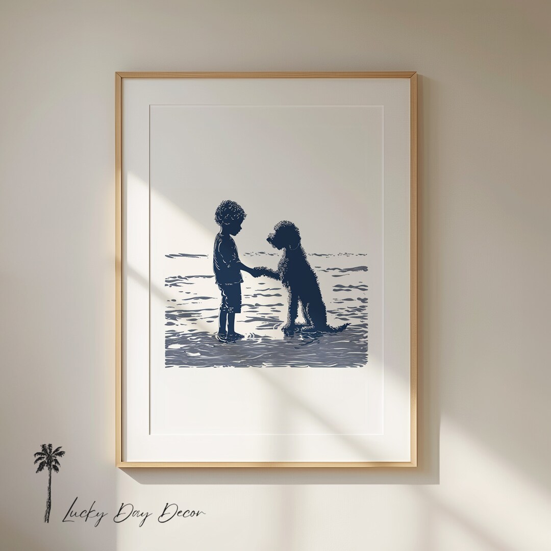 Doodle Shaking Boys Hand | Simplistic Coastal Sketch | Nursery Room ...