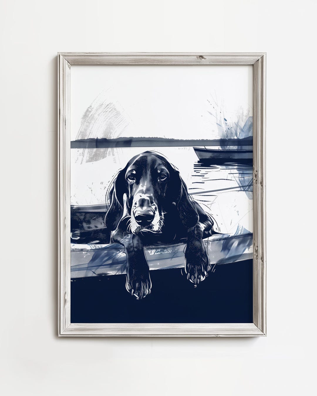 Basset Hound Boat Float | Happy Coastal Dog Art | Summer Home Print ...