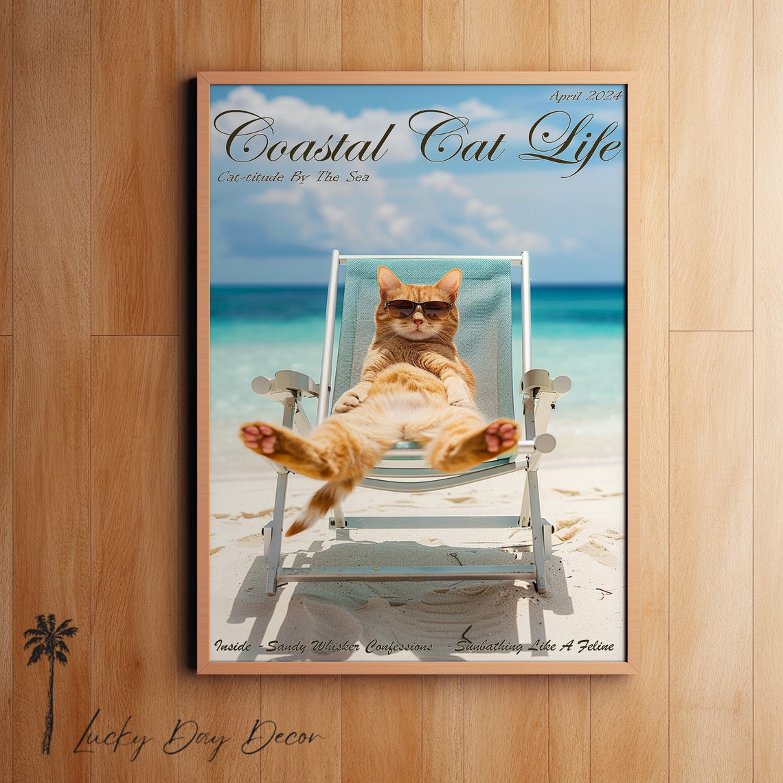 Relaxing Chilling Cat | Coastal Cat Life | Whimsical Beach Cats ...