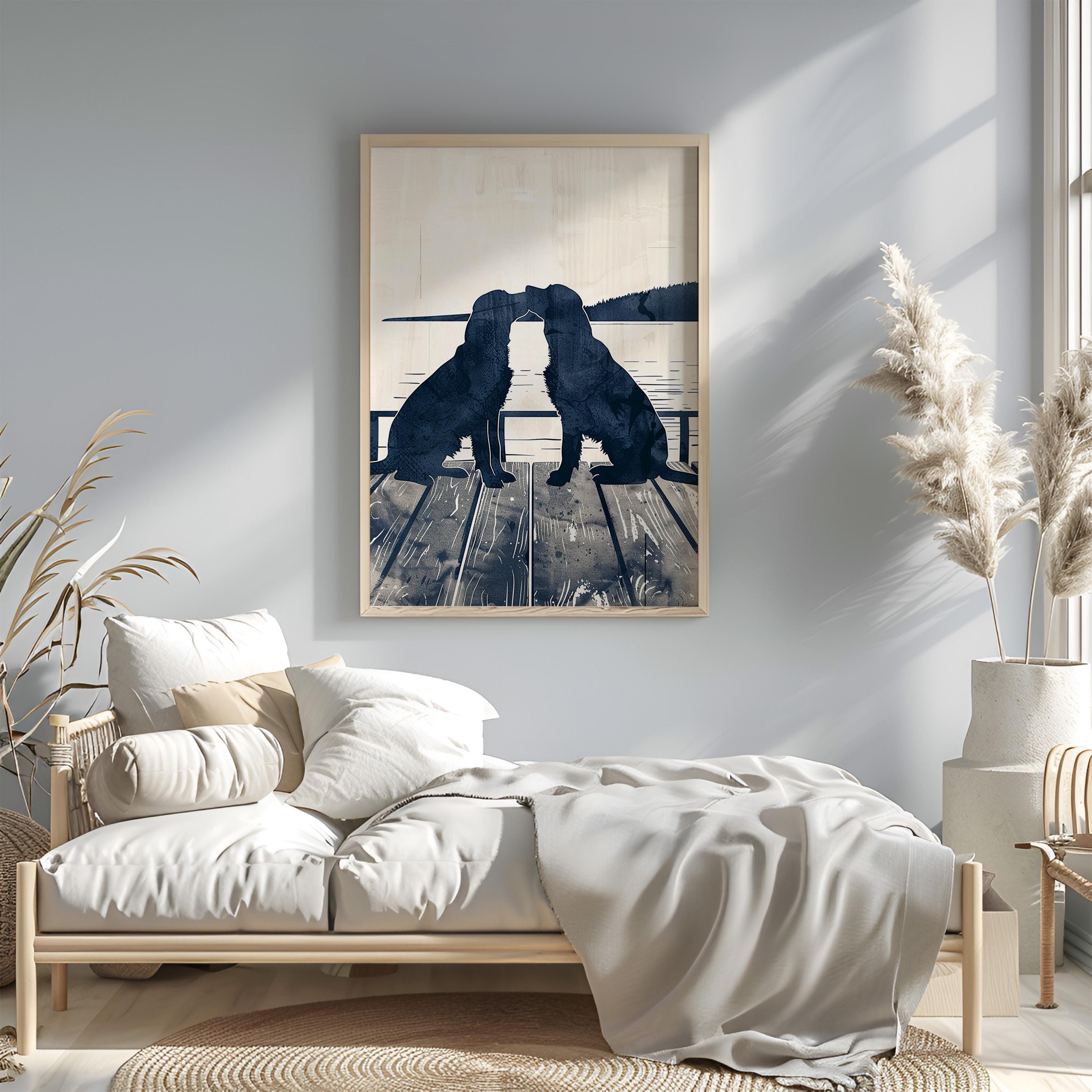 Labrador Sunset Kisses | Adorable Summertime Print | Lake Dog Sketch ...