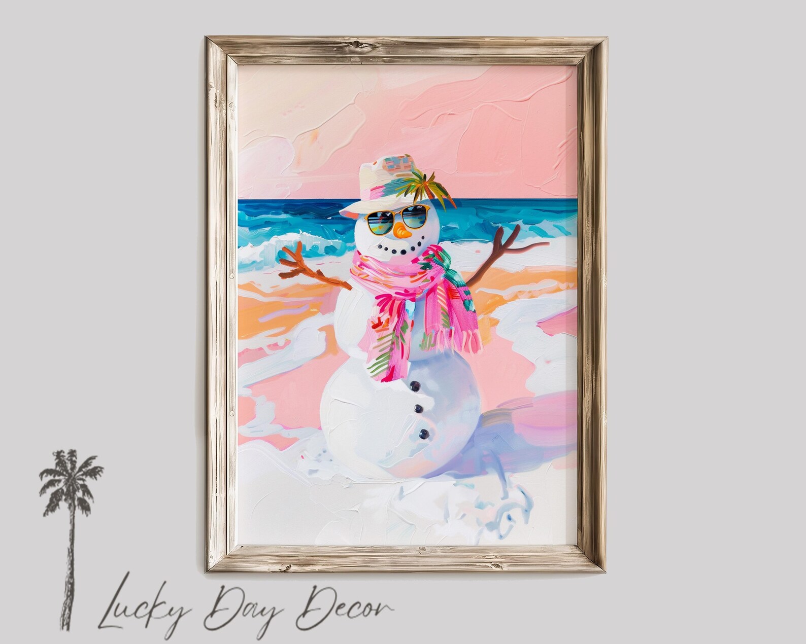 Snowman on Vacation | Christmas Pastel | Pink Winter Snowman | Holiday ...