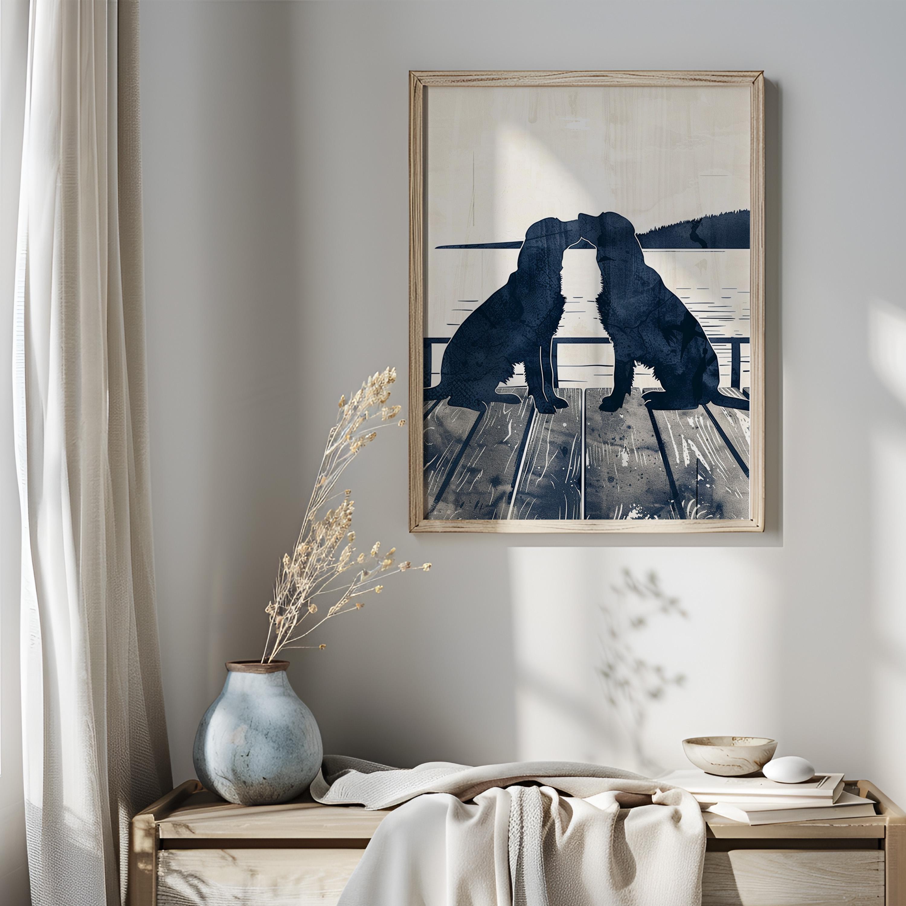 Labrador Sunset Kisses | Adorable Summertime Print | Lake Dog Sketch ...