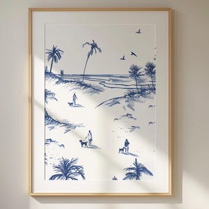 Sandy Sunshine Beach Day - Coastal Home Sketch - Beach House Decor ...
