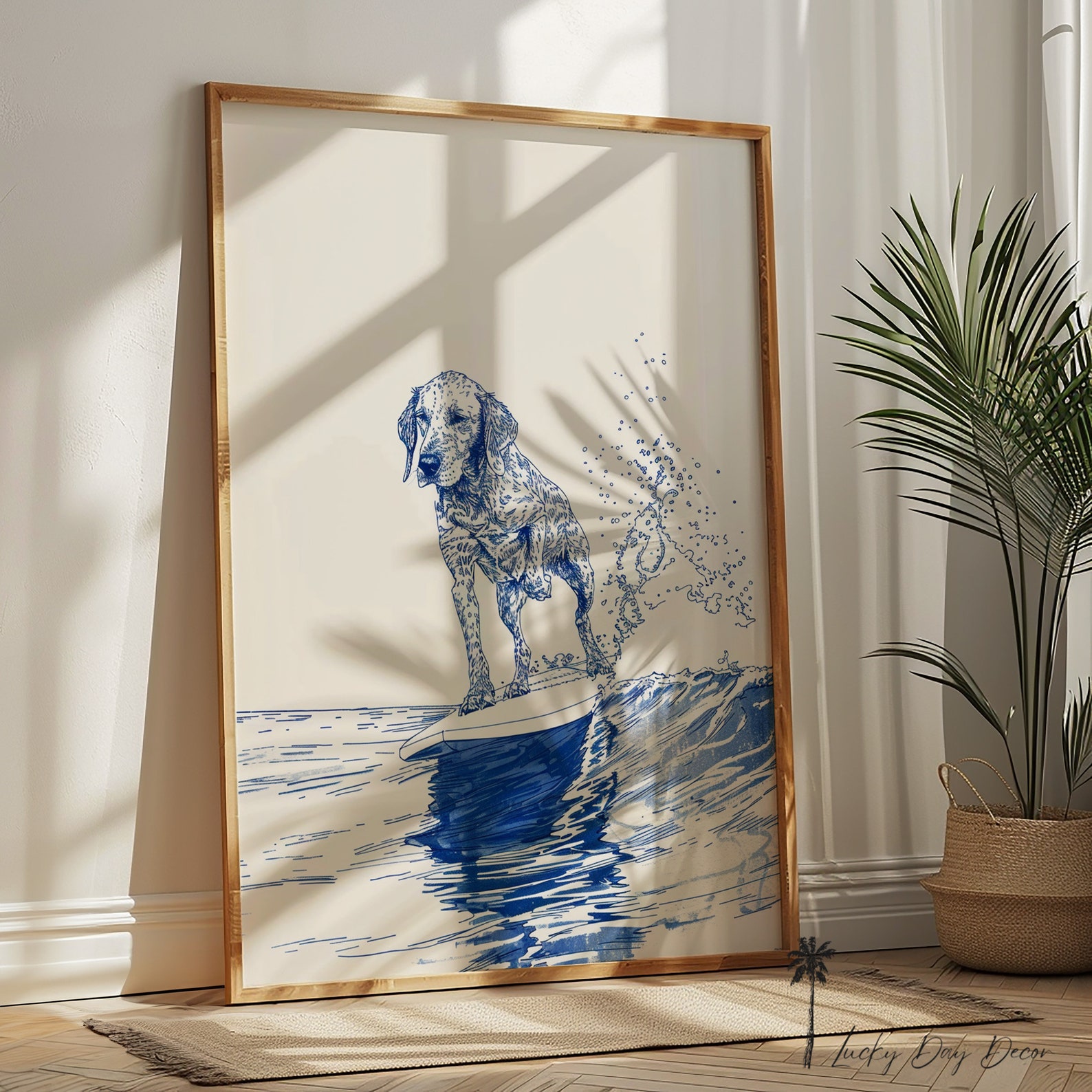 Dog Days on the Coastal Water | Surfing Dog Art | Simplistic Beach Life ...