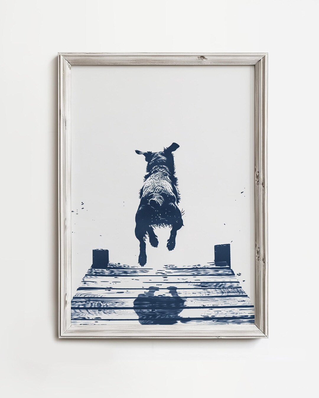 Happy Running Lake Dog | Fun Water Dog Print | Summer Home Wall Art ...