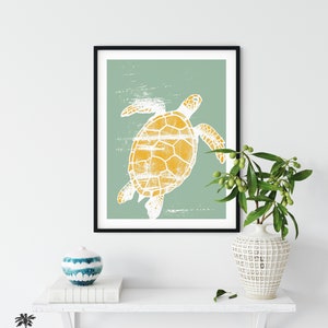 Coastal Sea Turtle - Abstract Sealife Art - Soft Color Tones - Beach ...