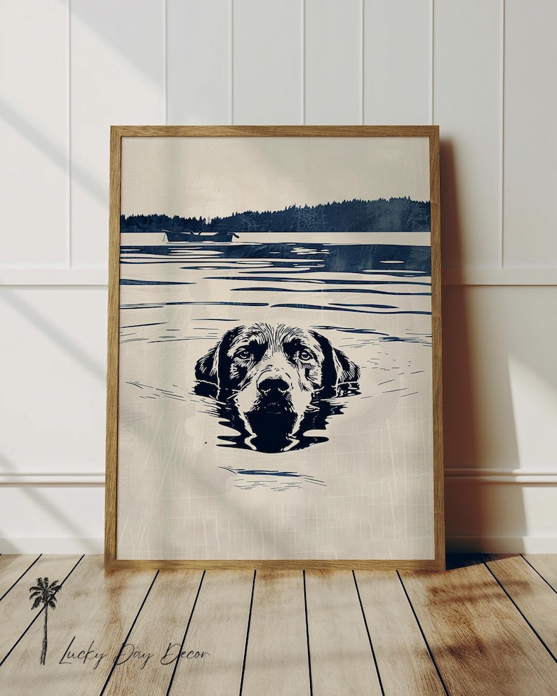 Lake Dog Sketch Art | Labrador Retriever Swim | Close up Water Dog ...