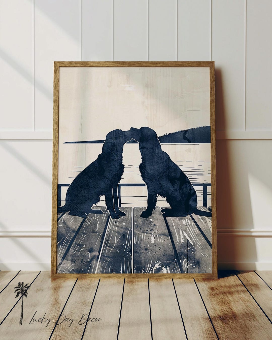 Labrador Sunset Kisses | Adorable Summertime Print | Lake Dog Sketch ...