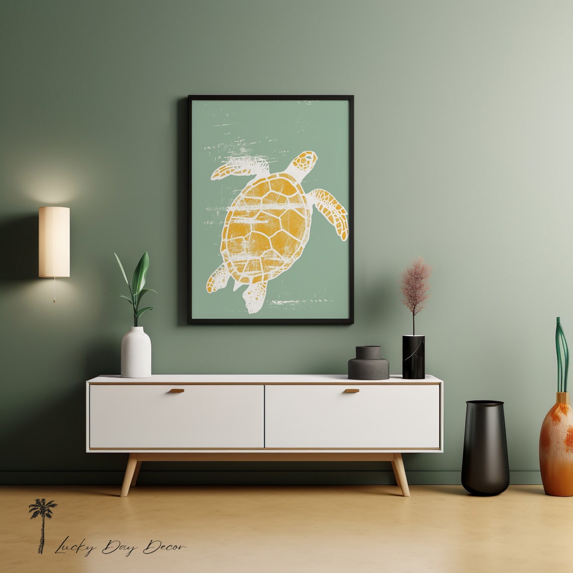 Coastal Sea Turtle - Abstract Sealife Art - Soft Color Tones - Beach ...