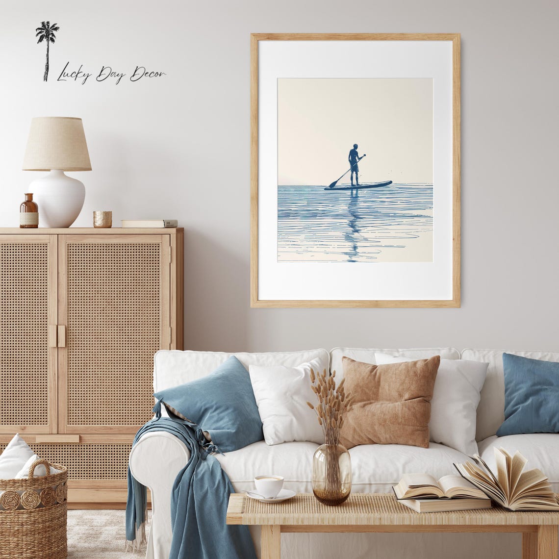 Paddleboarding on Sea | Coastal Ocean Sketch | Simplistic Beach Life ...