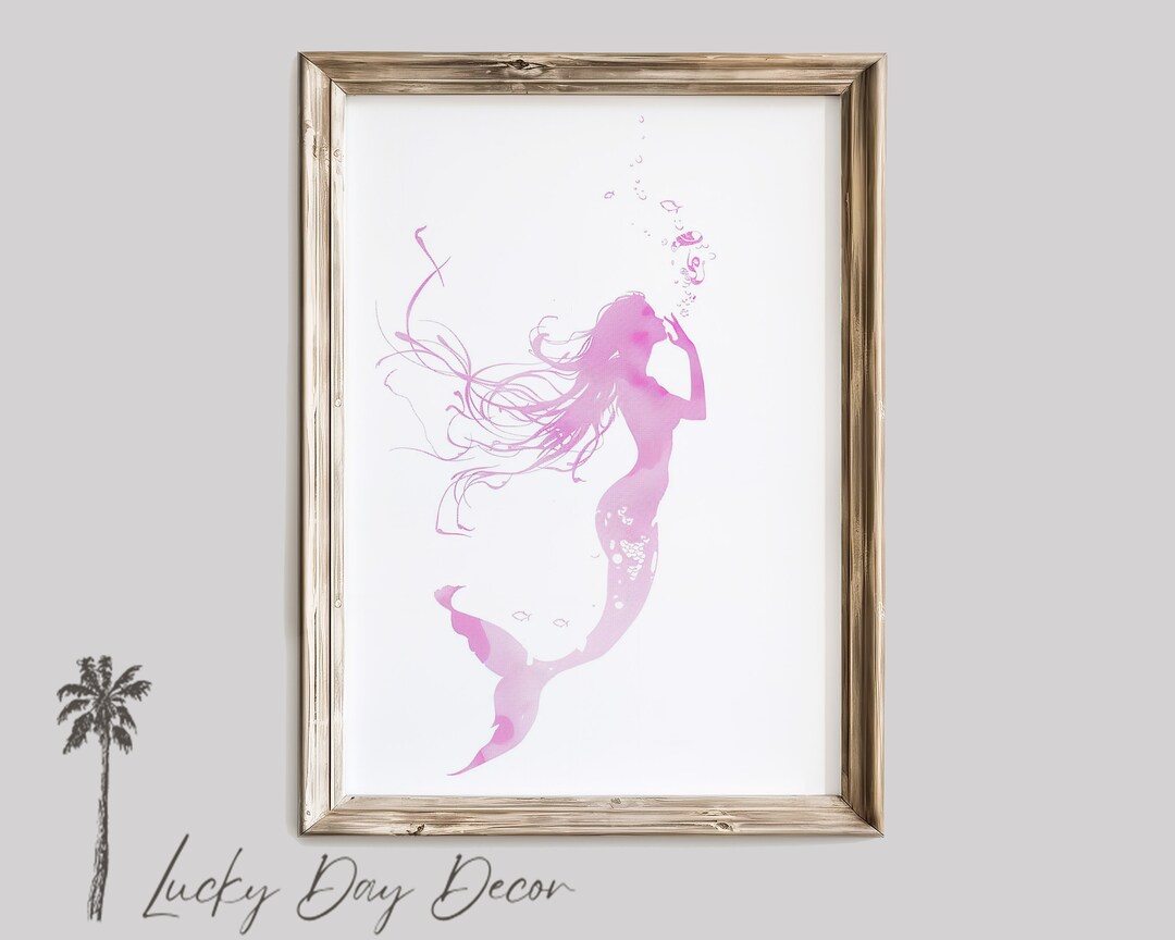 Enchanting Pink Mermaid Mermaid Lovers Gift Sea Maiden Art Mermaid Room ...