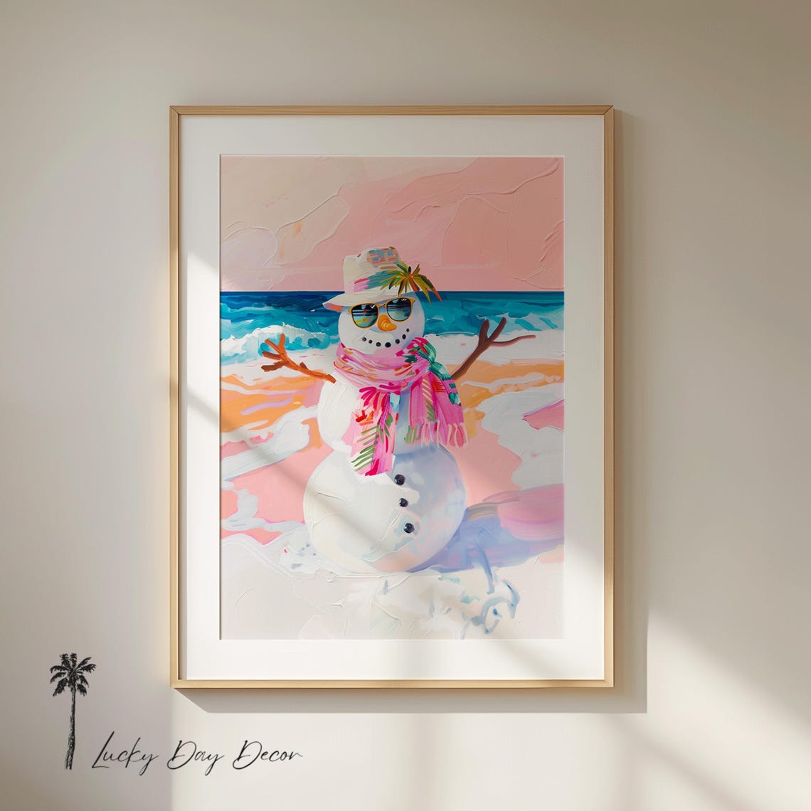 Snowman on Vacation | Christmas Pastel | Pink Winter Snowman | Holiday ...