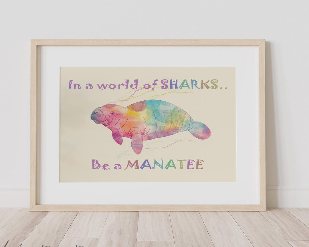 Colorful Manatee Sketch | in A World of Sharks | Sea Cow Lovers Art ...
