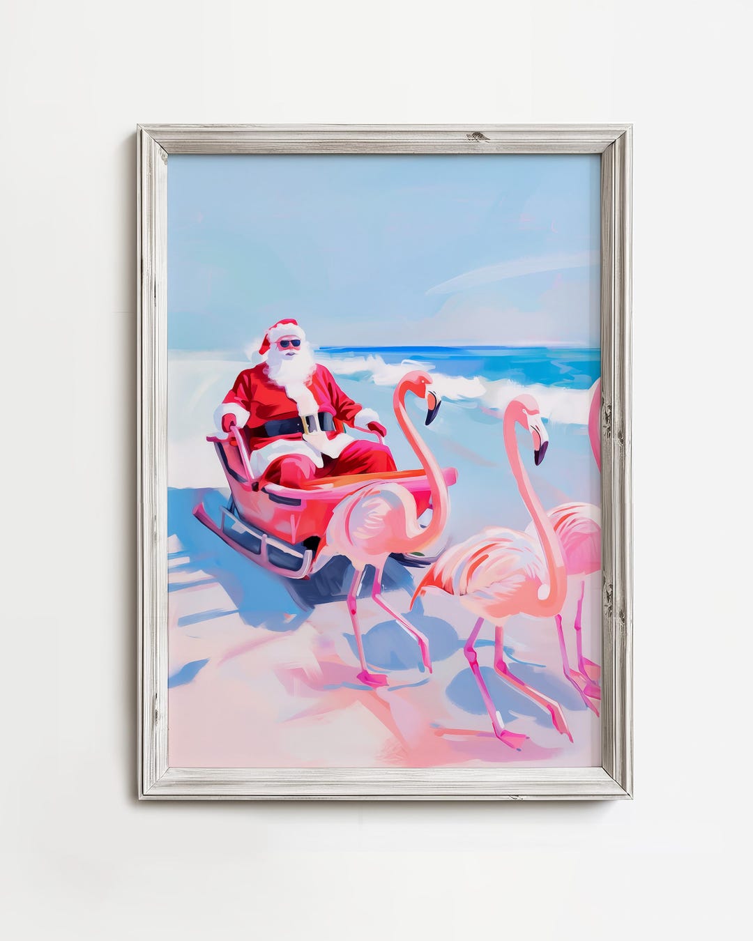 Santa's Flamingo Sleigh | Whimsical Christmas Painting | Fun Tropical ...
