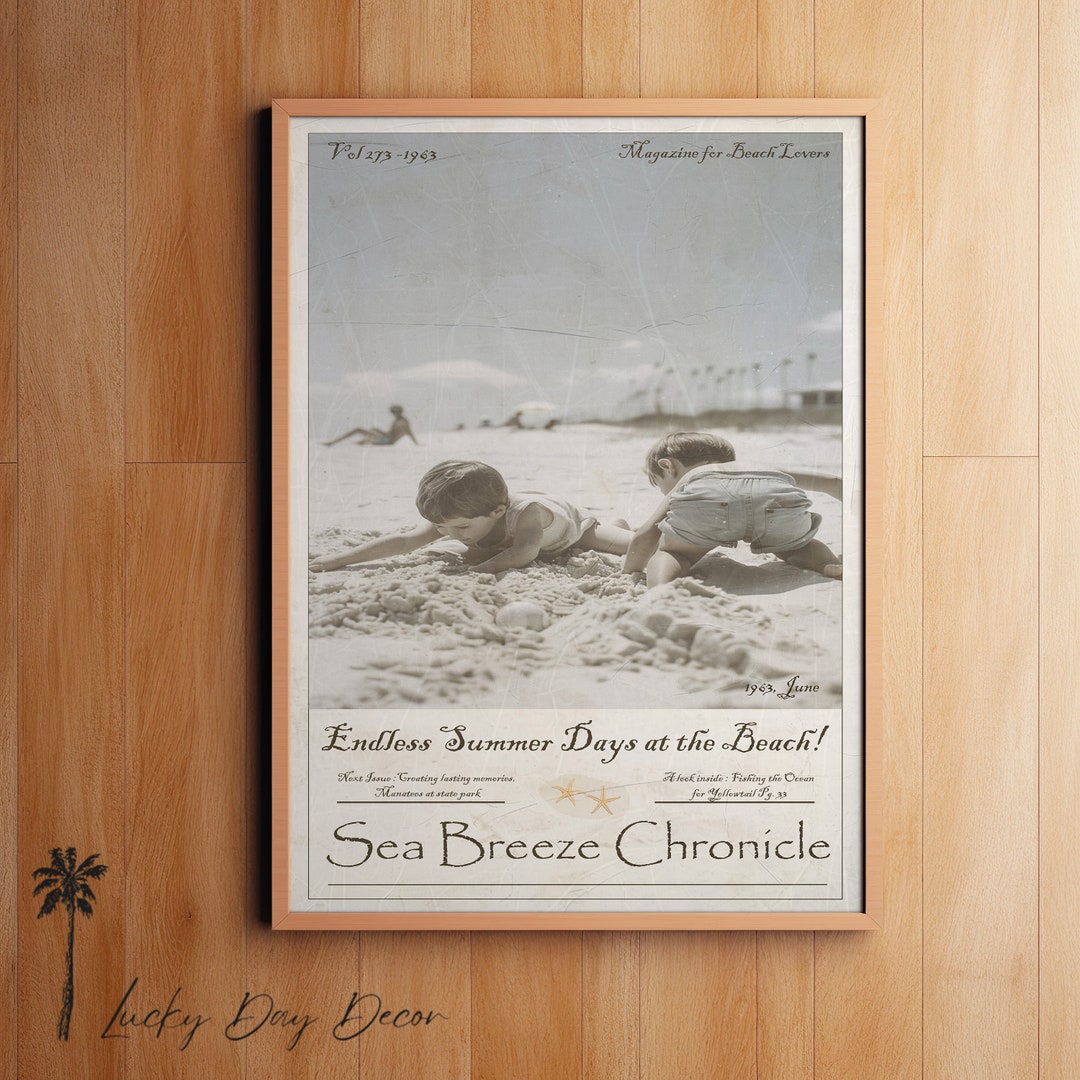 Vintage Seabreeze Magazine Cover Kids Playing on Beach 1960s Retro ...