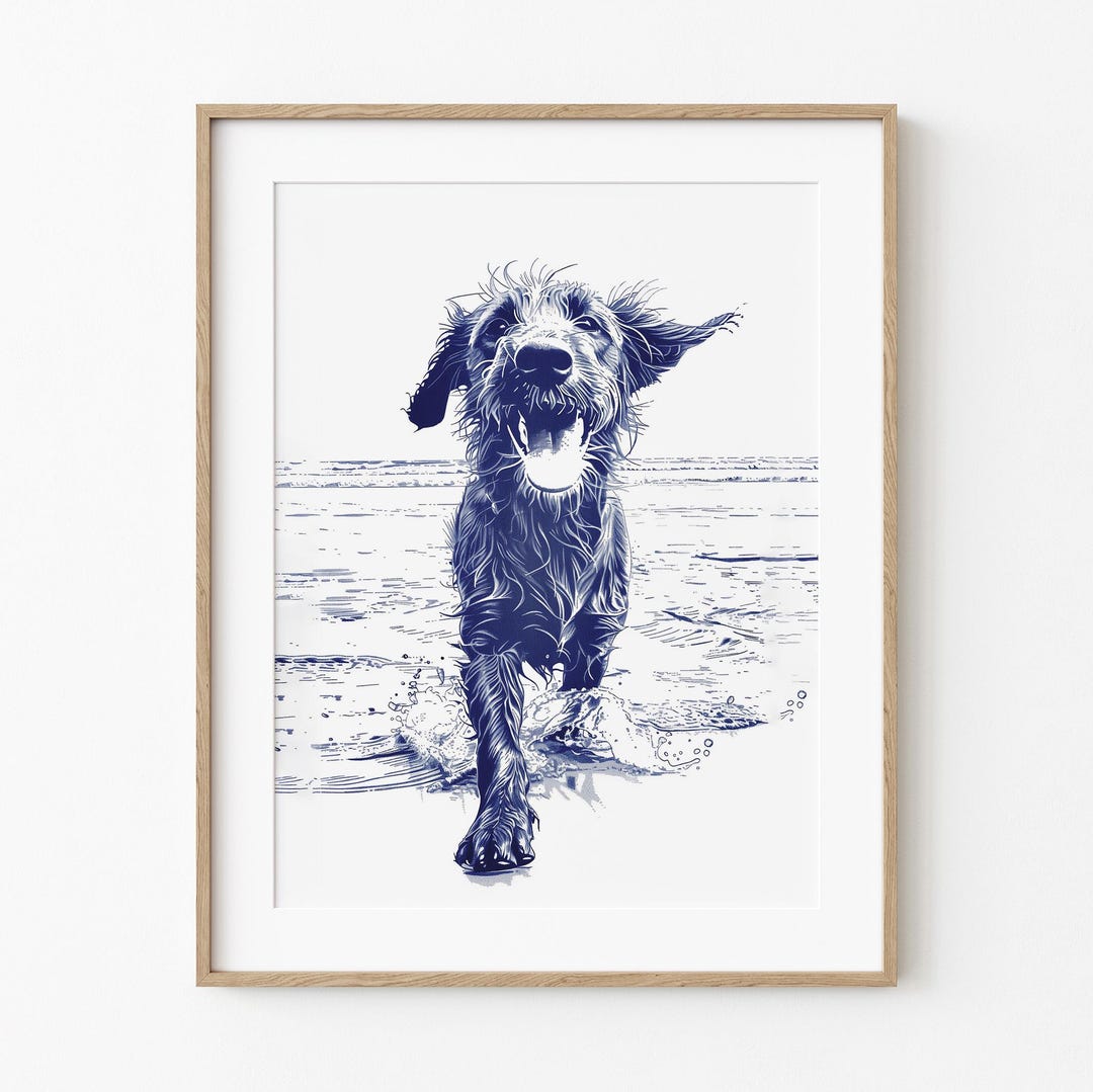 Happy Ocean Doodle | Cute Coastal Dogs | Summer Home Wall Art | Berna ...
