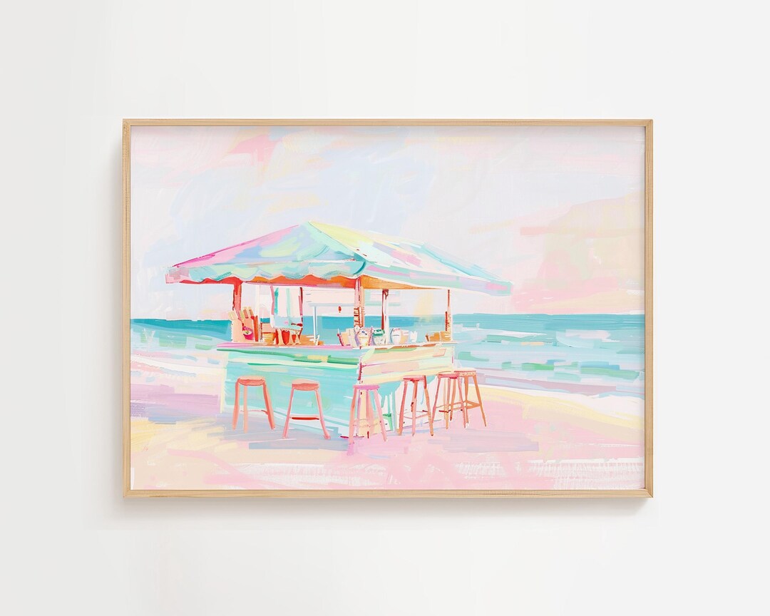 Bar at the End of the World | Colorful Seascape Art | Beach House Decor ...