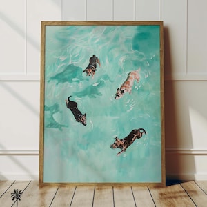 Summer Dogs Swimming | Pastel Dogs Watercolor Painting | Fun Animal ...
