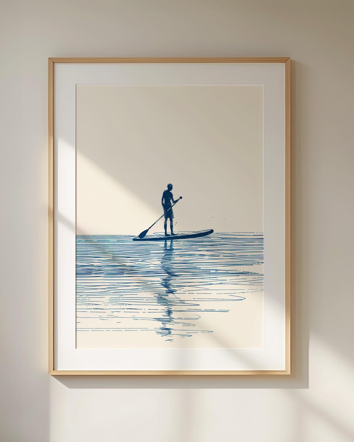 Paddleboarding on Sea | Coastal Ocean Sketch | Simplistic Beach Life ...