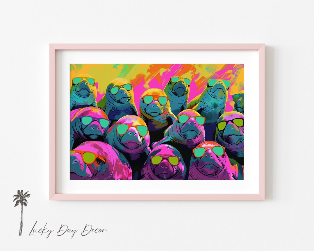 Sea Cows Chillin Whimsical Sea Cows in Shades Fun Humorous Animal ...