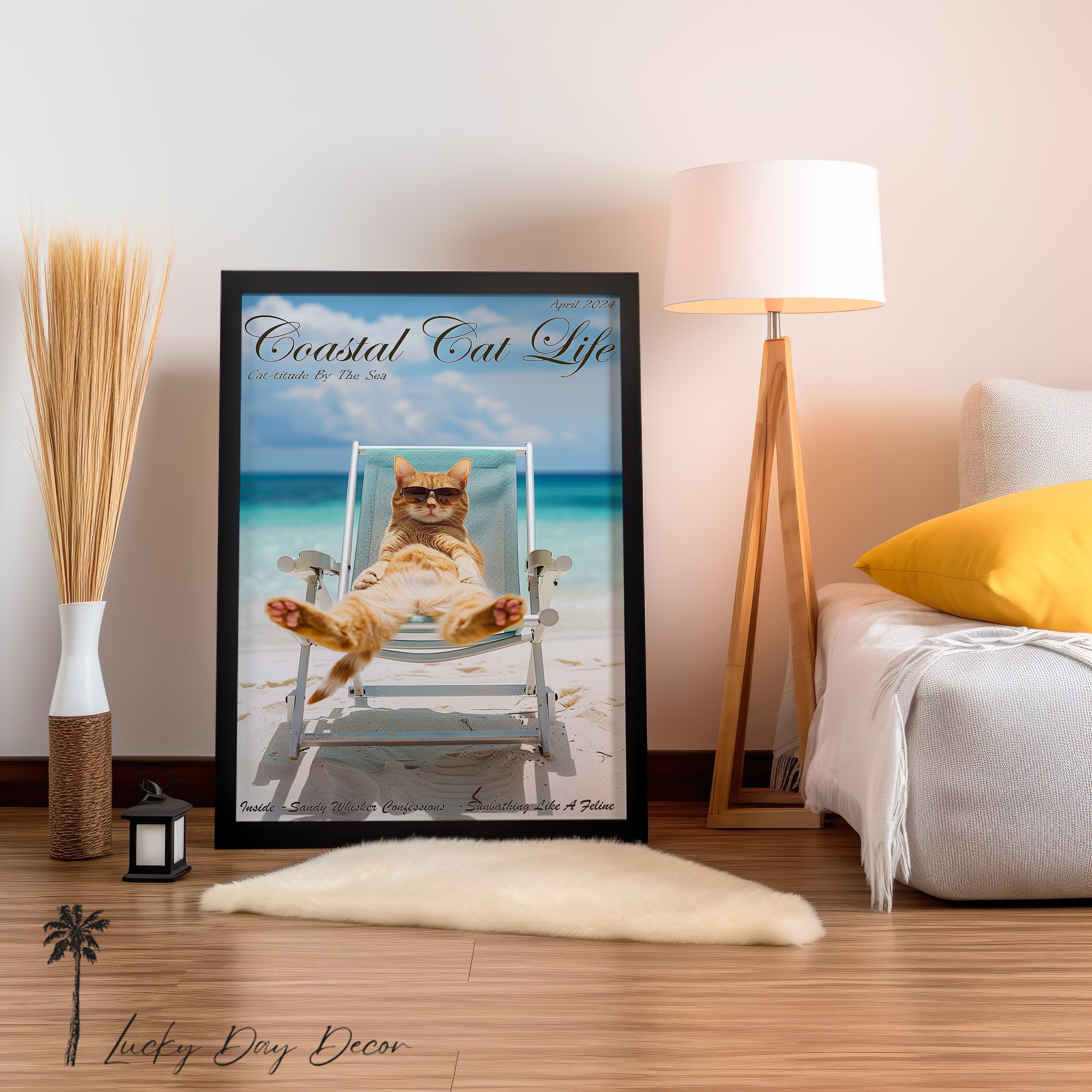 Relaxing Chilling Cat | Coastal Cat Life | Whimsical Beach Cats ...