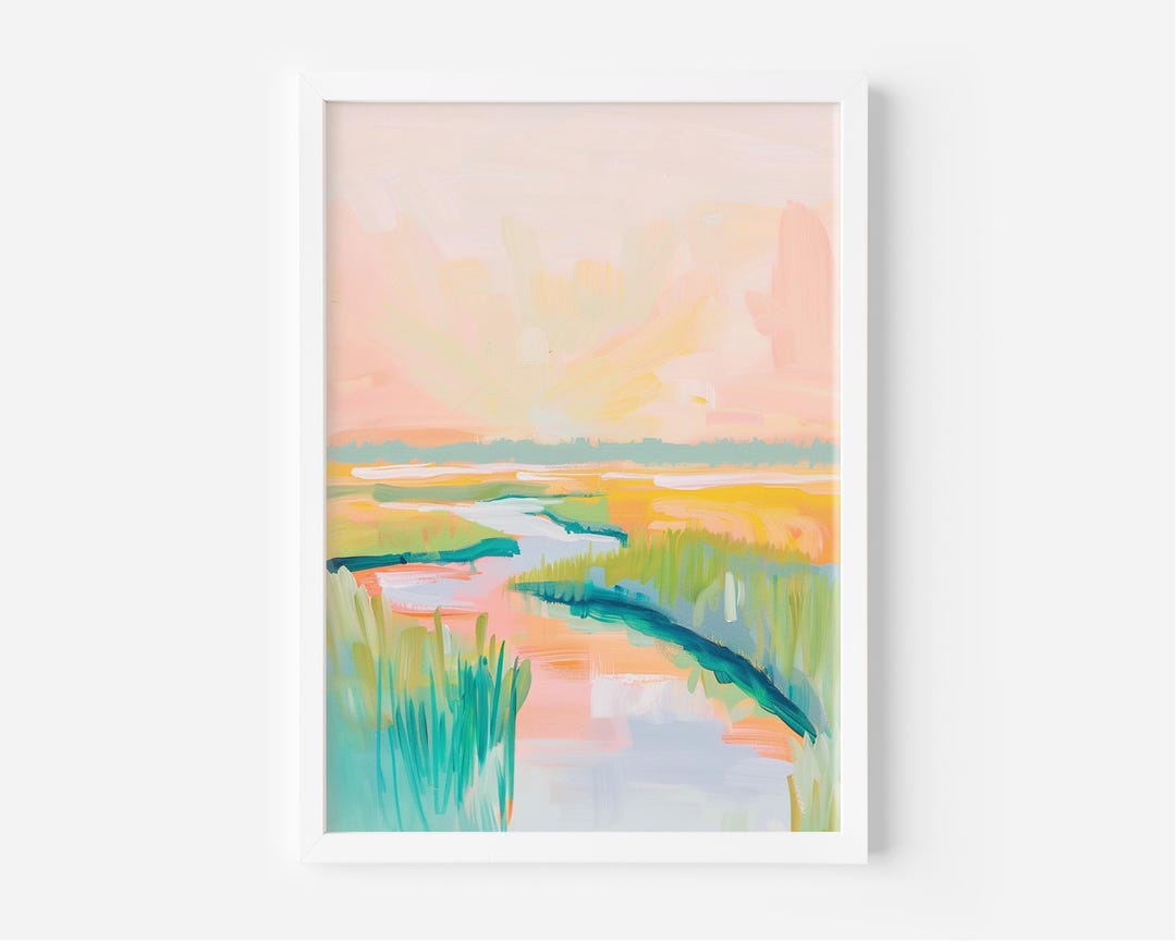 Coastal Marsh River | Colorful Pastel Art | Landscape Scenic Imagery ...