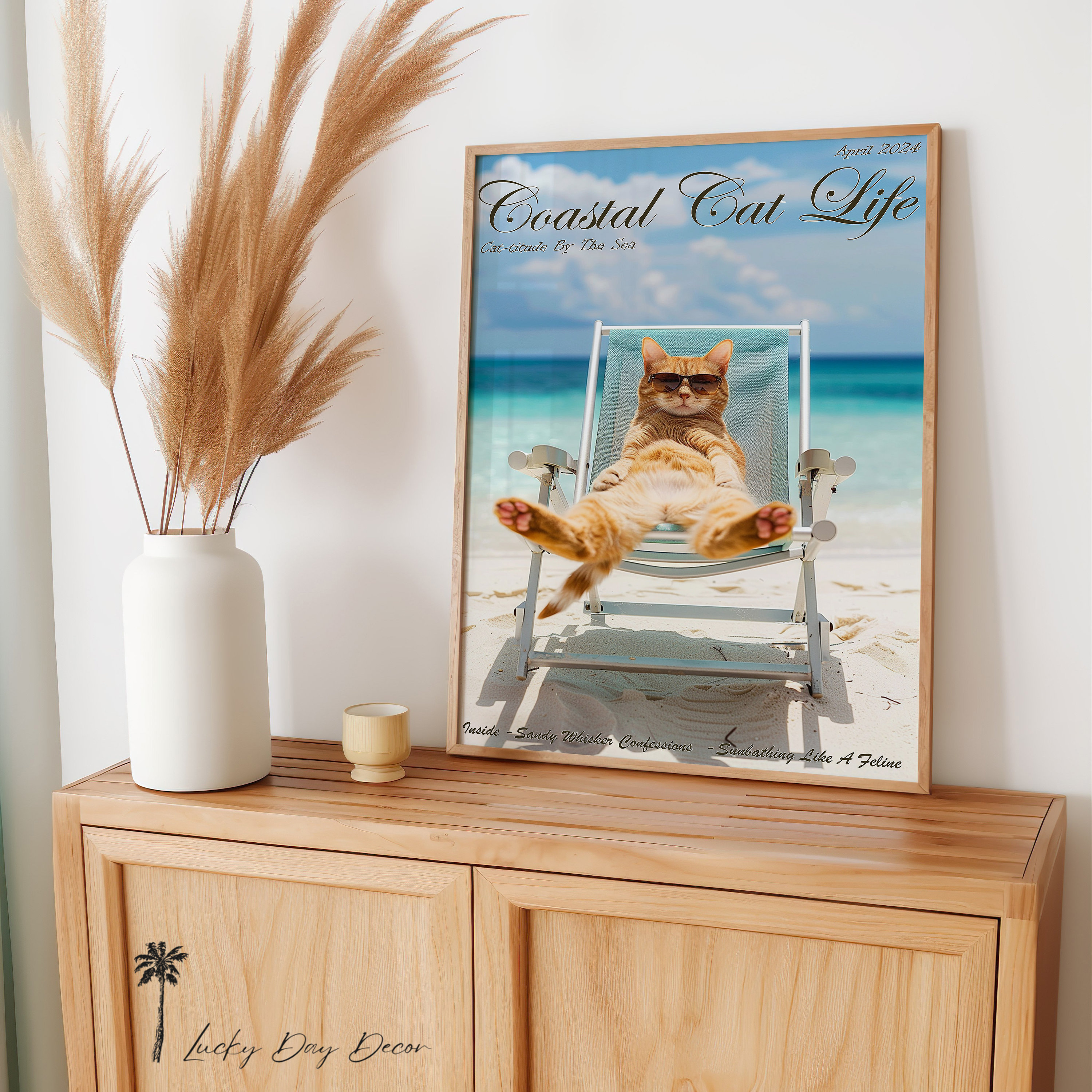 Relaxing Chilling Cat | Coastal Cat Life | Whimsical Beach Cats ...