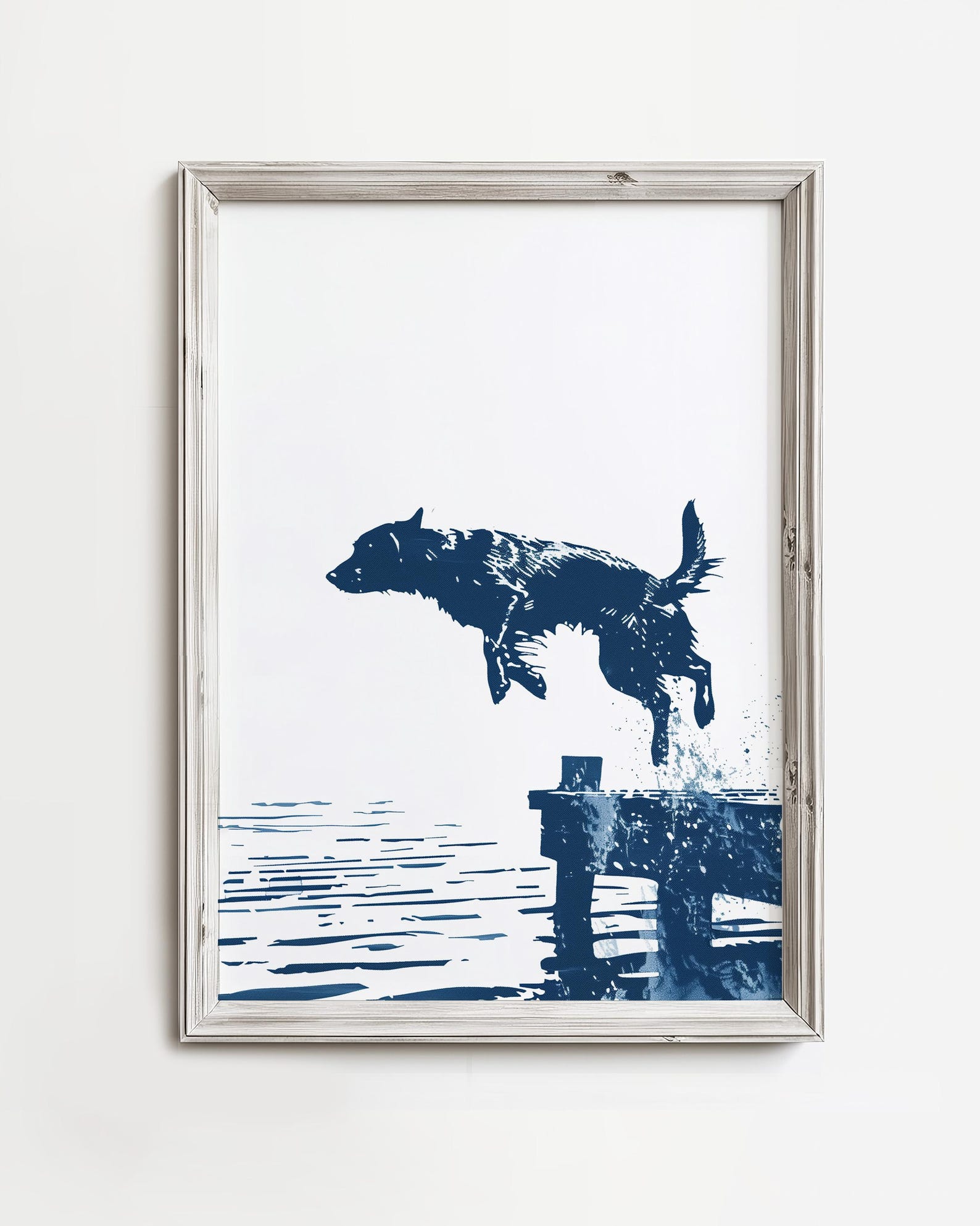 Happy Water Dog Leap | Fun & Cute Coastal Dogs | Summer Home Wall Art ...