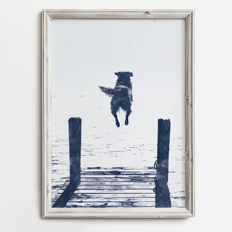 Dog Jump in Lake - Etsy UK