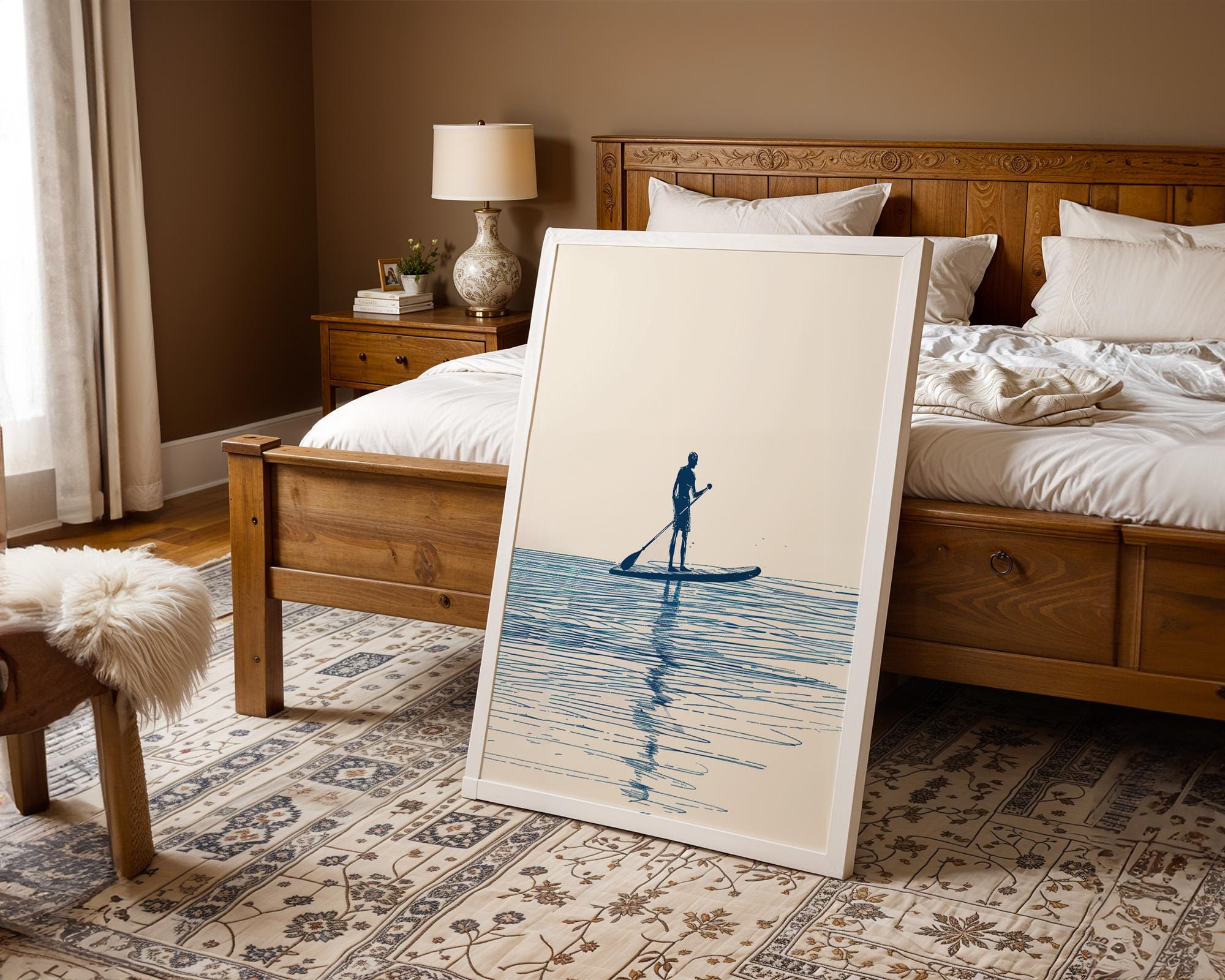 Paddleboarding on Sea | Coastal Ocean Sketch | Simplistic Beach Life ...