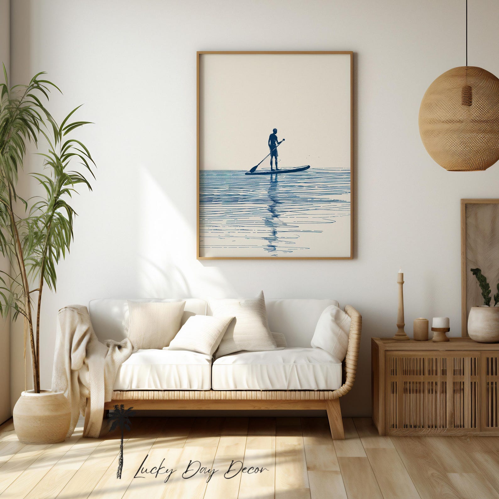 Paddleboarding on Sea | Coastal Ocean Sketch | Simplistic Beach Life ...