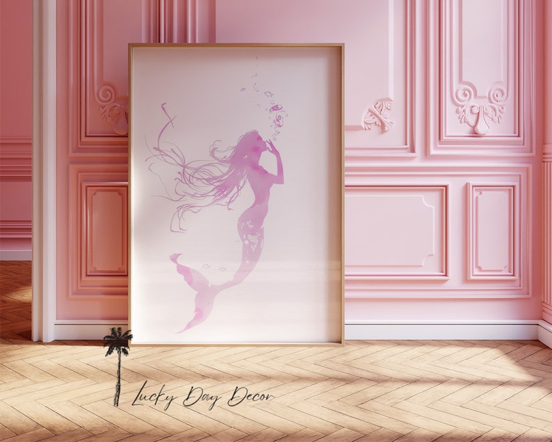 Enchanting Pink Mermaid Mermaid Lovers Gift Sea Maiden Art Mermaid Room ...