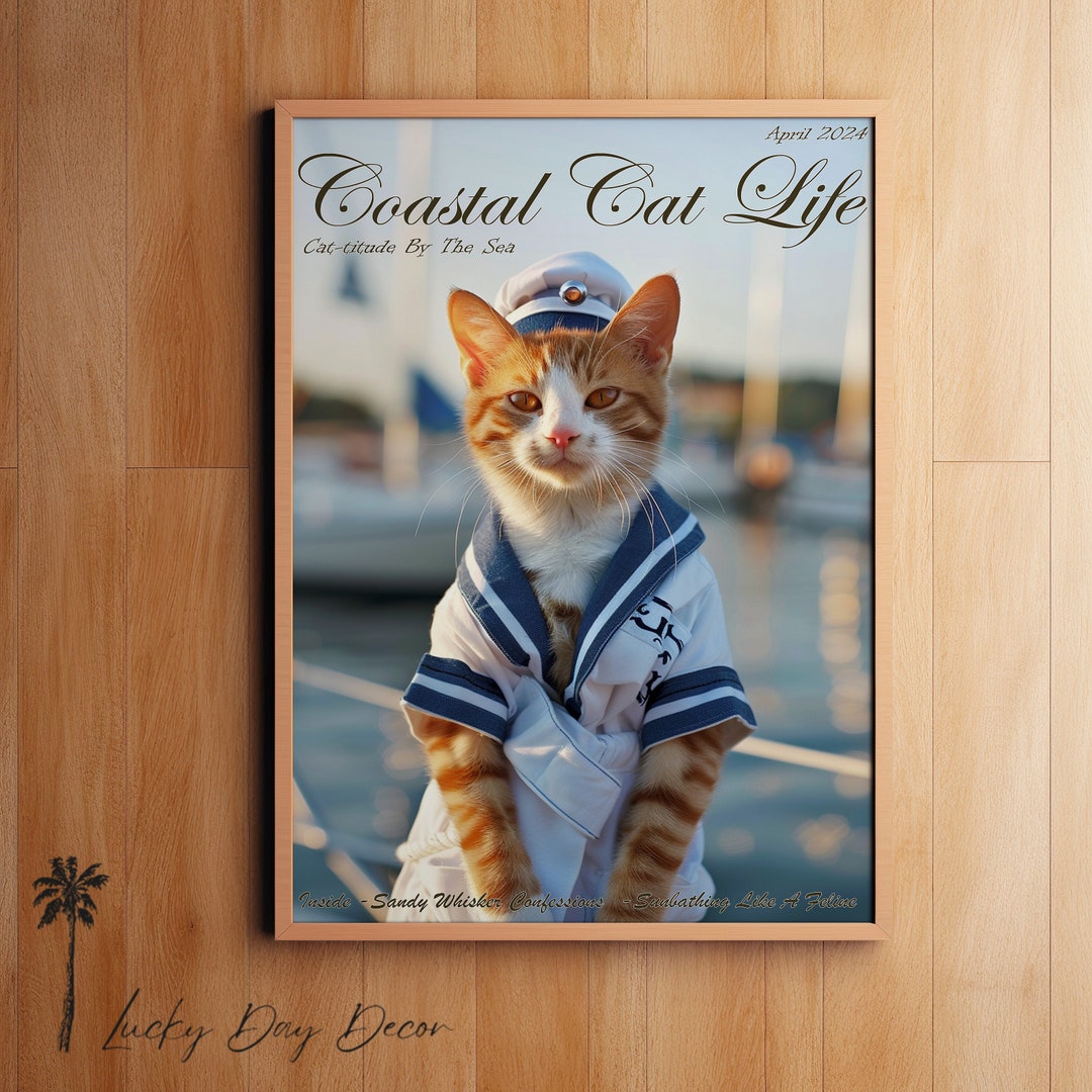 Coastal Cat Life Whimsical Beach Cats Cat in Sailor Attire Posing ...