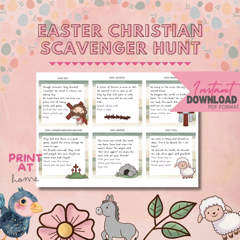 Christian Easter Scavenger Hunt – Resurrection Story Game - PRINT AT ...
