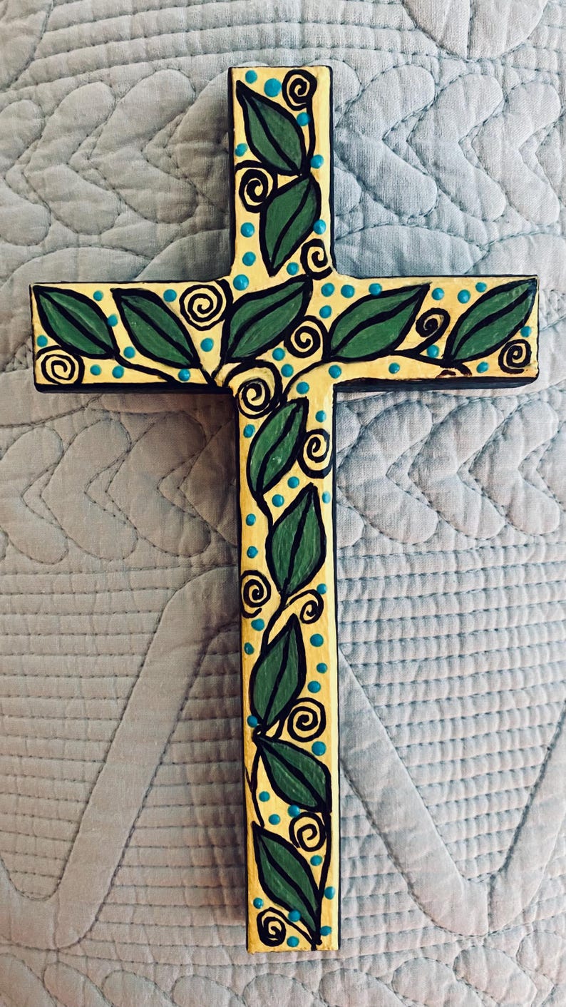 Hand Painted Wooden Cross - Etsy