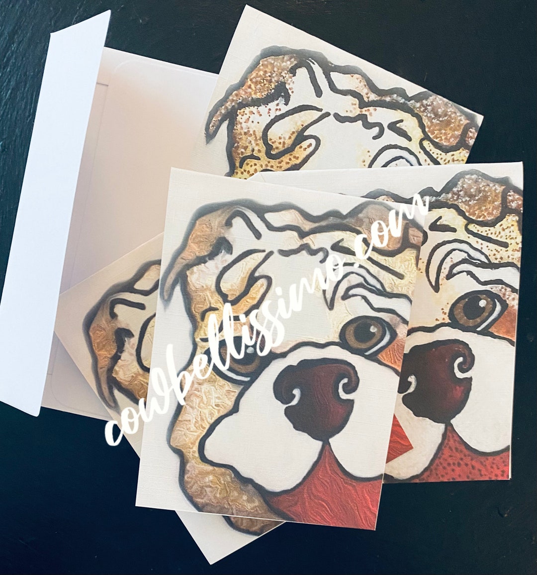 8 Bulldog Notecards for BULLDOGS FANS (*I Will Remove My "cowbellissimo ...