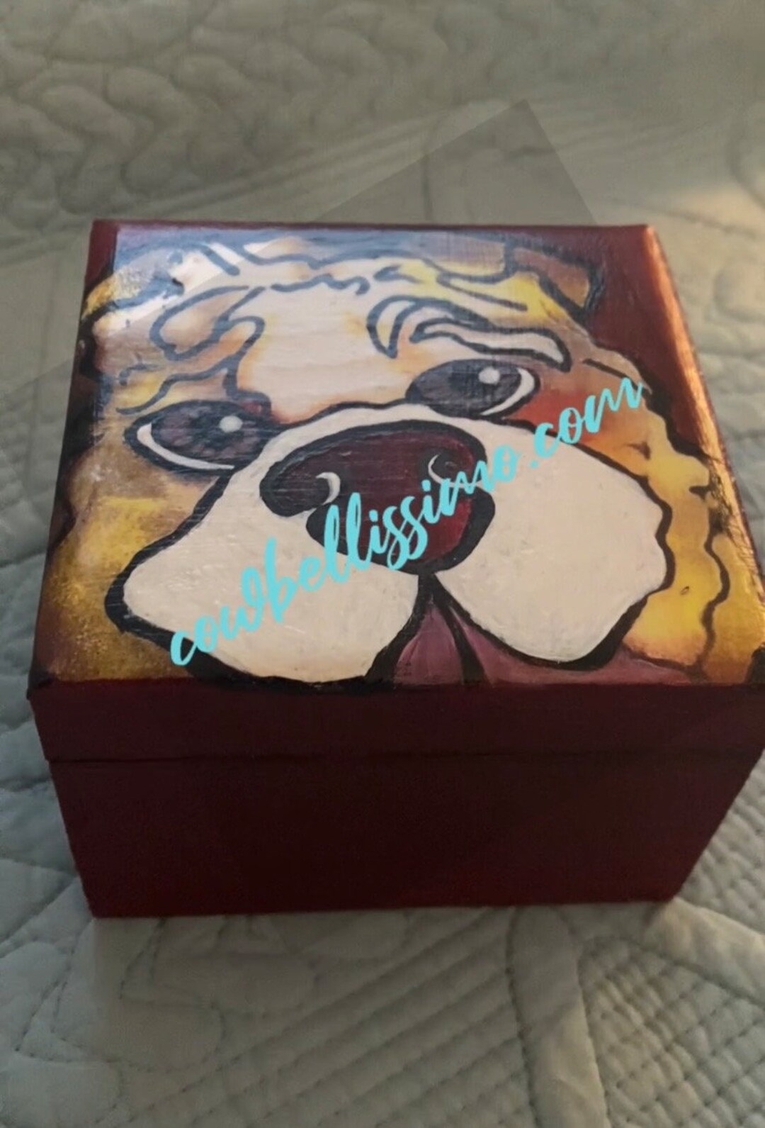 Bulldog Hinged Wooden Box - Etsy