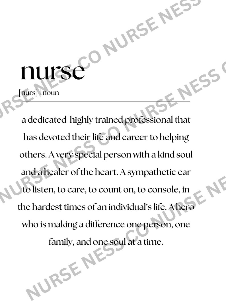 NURSE DEFINITION PRINTABLE | Gift for Registered Nurse, Licensed Nurses ...