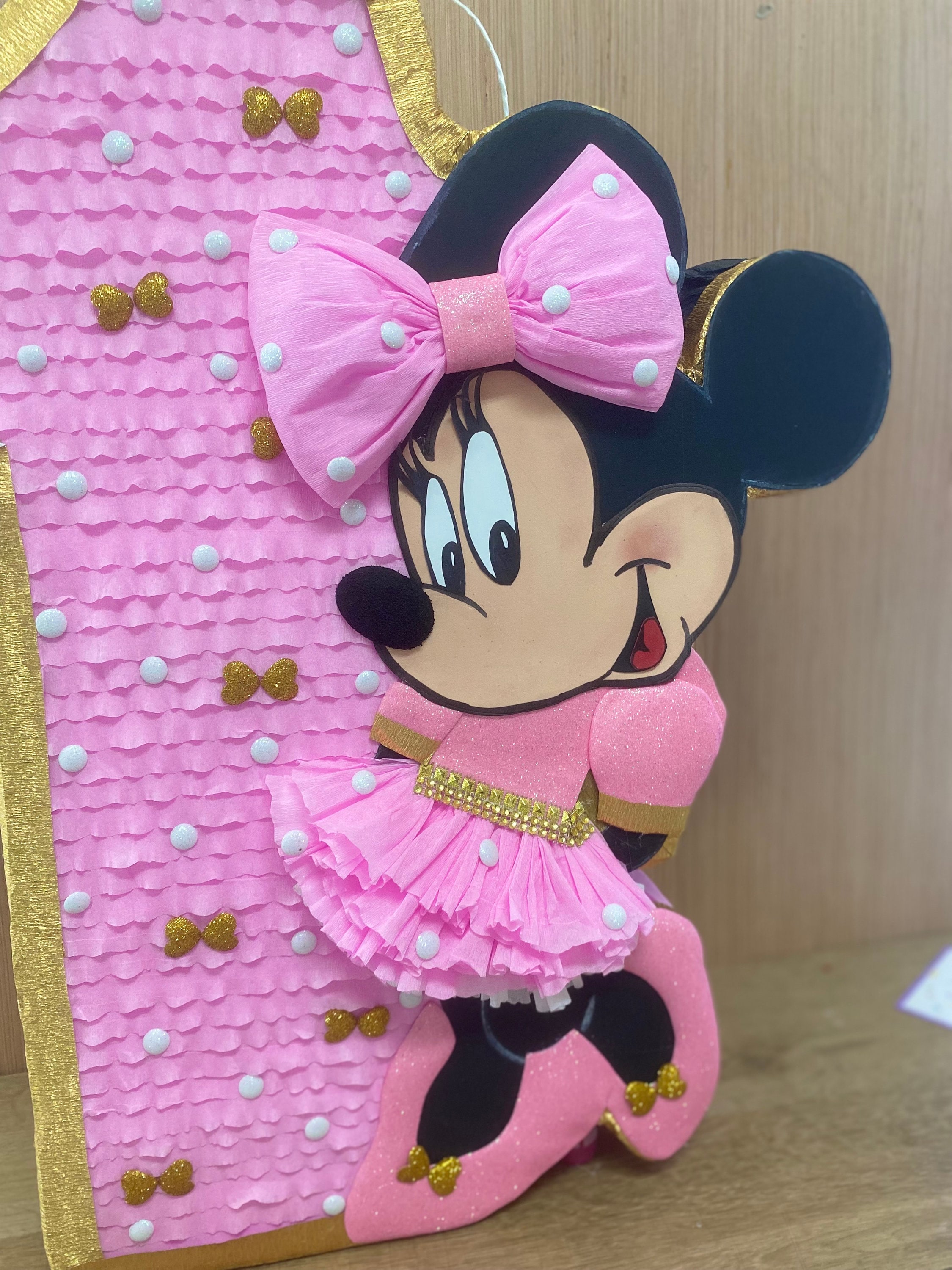 Piñata Minnie Mouse Rosada Número Uno - Etsy