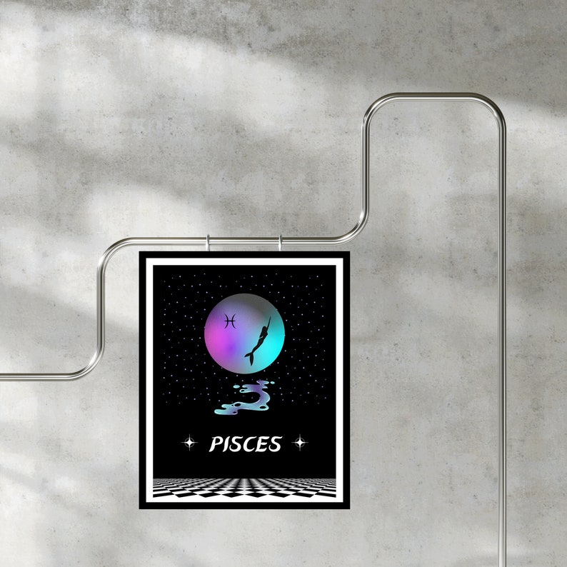 Pisces Art Print // Zodiac Sign Poster Gift // Space Wall Art - Etsy