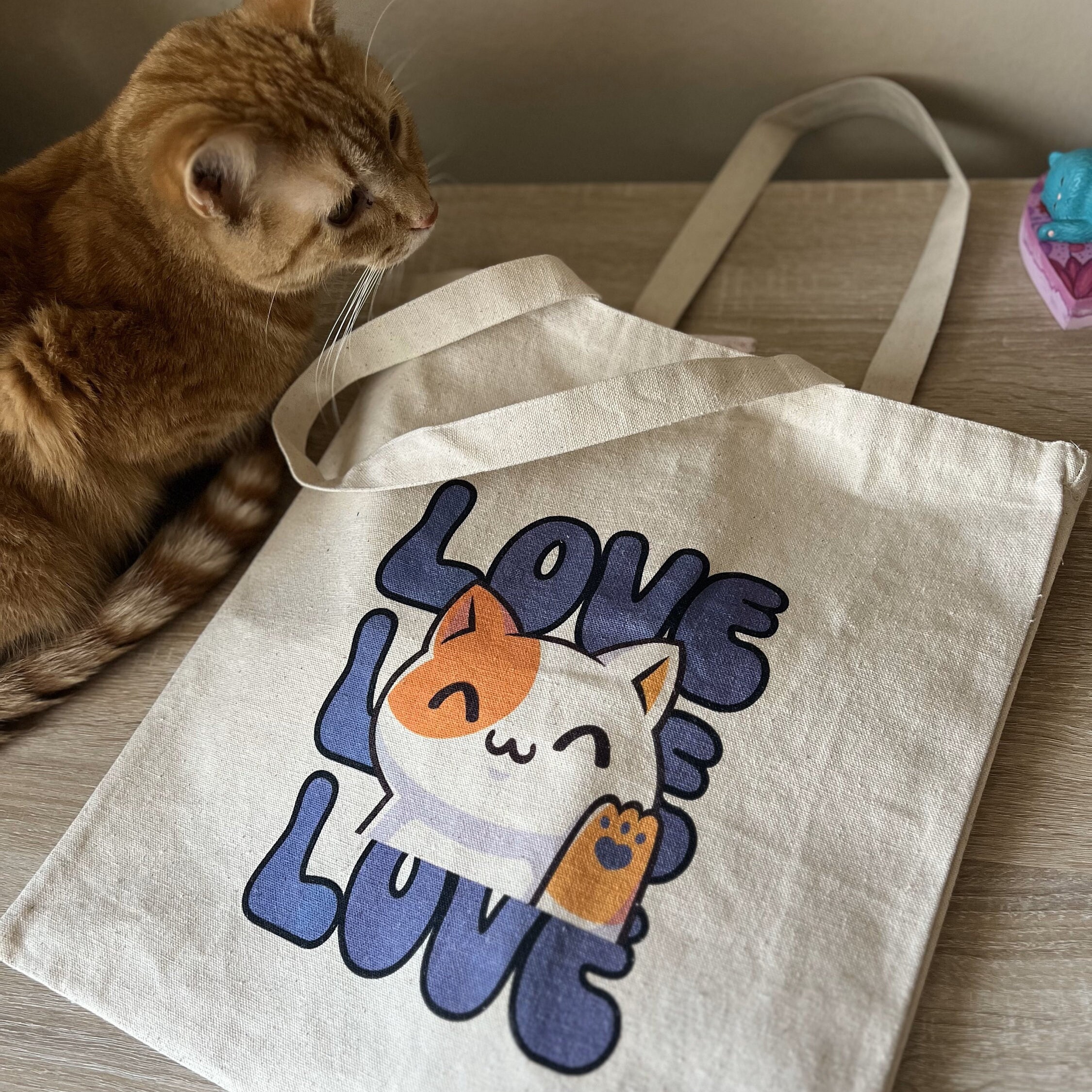 Cat Tote Bag, Cotton Canvas Tote Bag, Cat Lover Bag, Cat Love Tote ...
